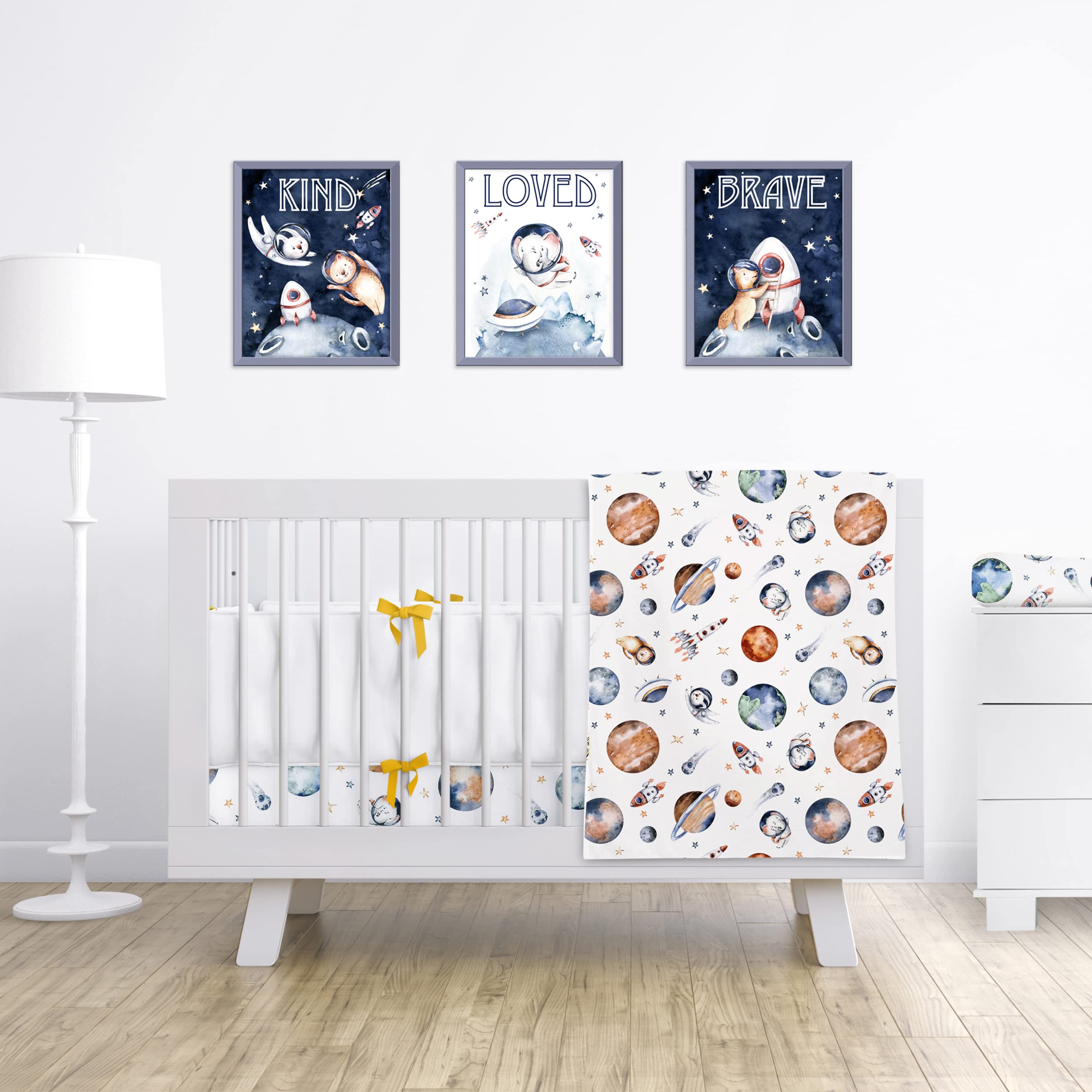 Outer Space Crib Sheet | Extra Soft and Stretchy Jersey Knit Cotton | Unique Watercolor Design