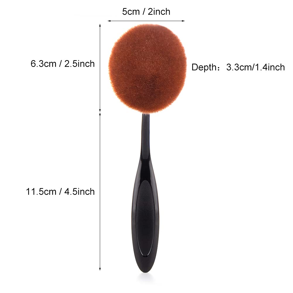 Yoseng Oval Foundation Brush Large Toothbrush makeup brushes Fast Flawless Application Liquid Cream Powder Foundation Sunscreen(All Black)