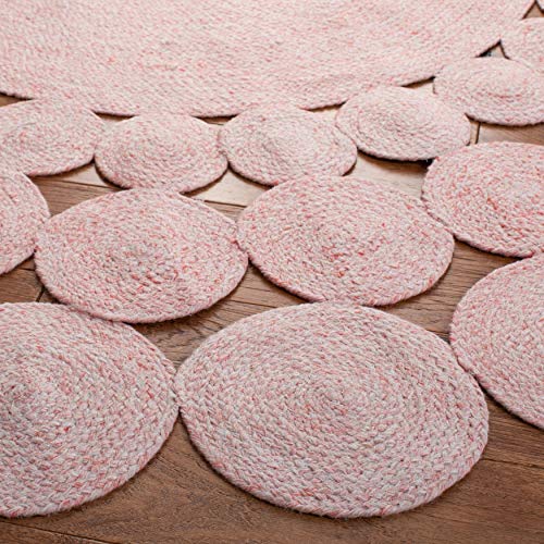 SAFAVIEH Cape Cod Collection 3' Round Pink CAP226U Handmade Braided Area Rug