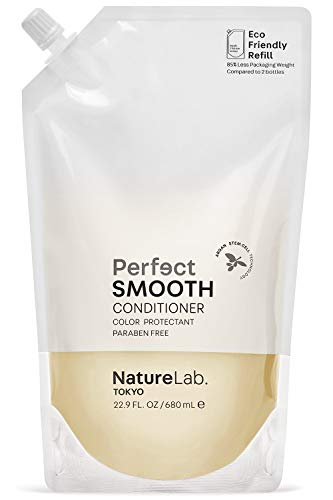 NATURELAB. TOKYO Perfect Smooth Conditioner: Eco-Friendly Refill Pouch: Lightweight Moisturizing Conditioner for Smoother Frizz-Free Hair I 22.9 FL OZ / 680ml