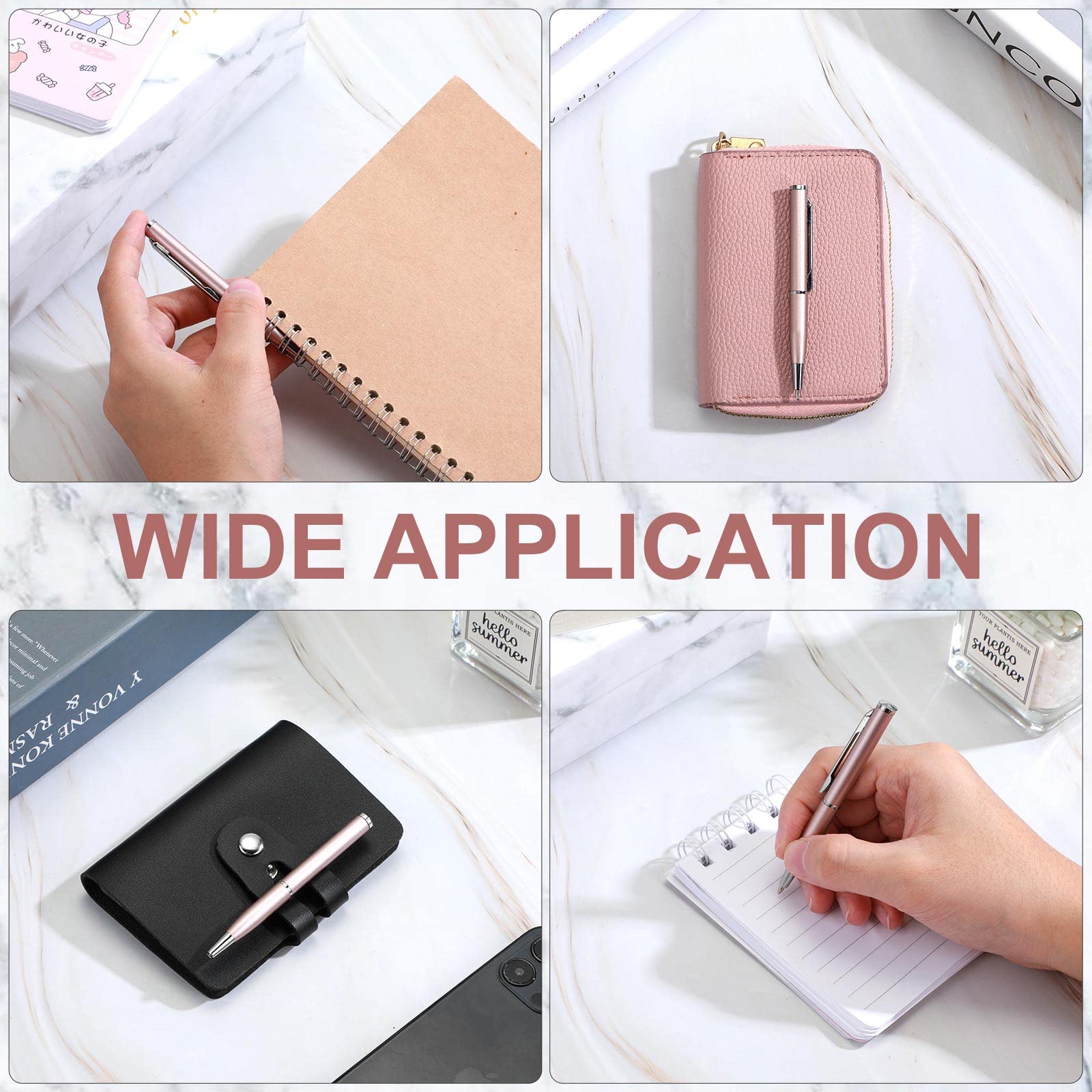 24 Pcs Mini Pens Small Pens Short Pens Mini Metal Ballpoint Pens Small Stainless Steel Point Pen with Copper Fittings for Pockets Notebook Notepads Office School (Champagne Color)