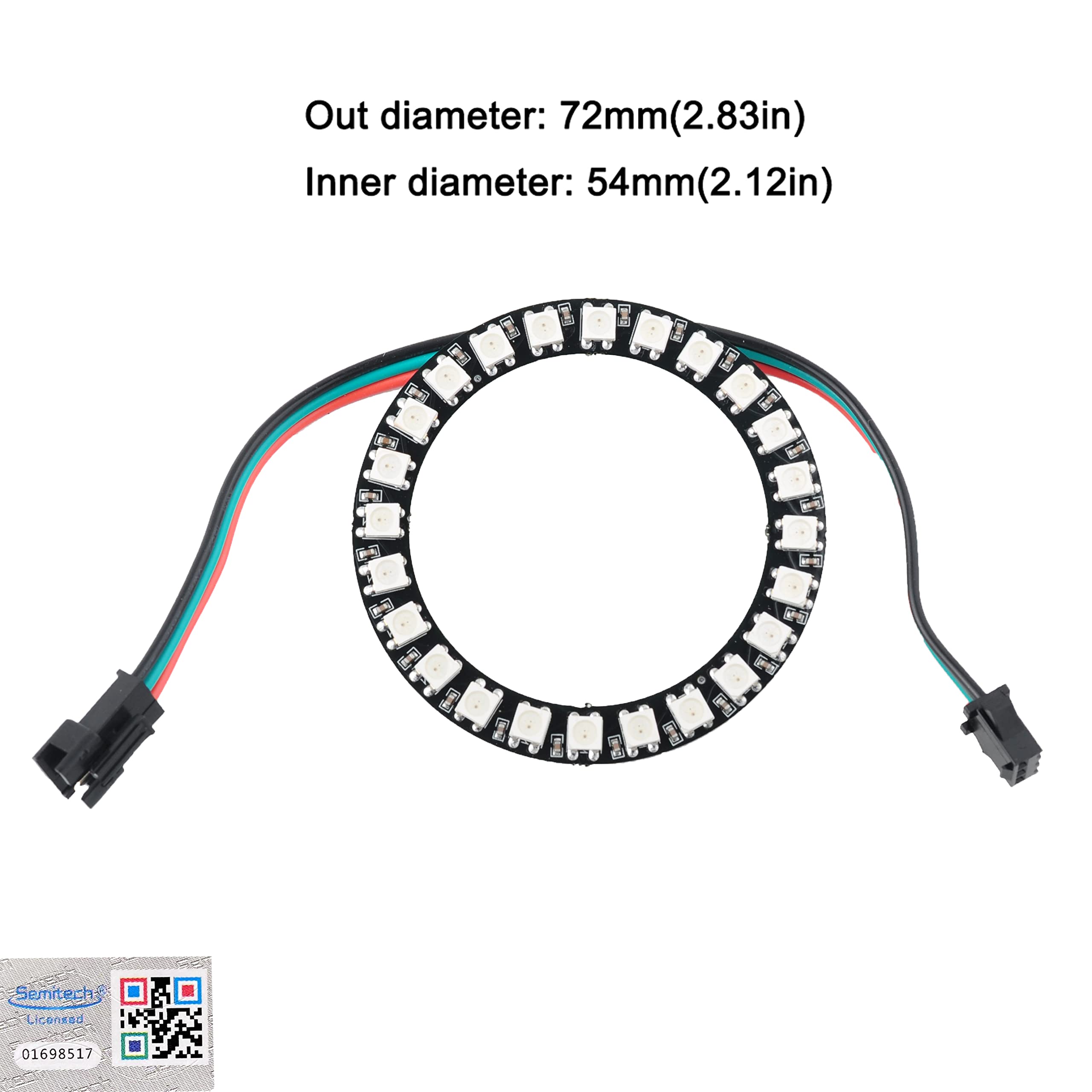 24 RGB LED Ring 24 X WS2812 5050 Full Color with Integrated Drivers 24 Bits forArduino Raspberry Pi ESP8266 Nodemcu DC5V