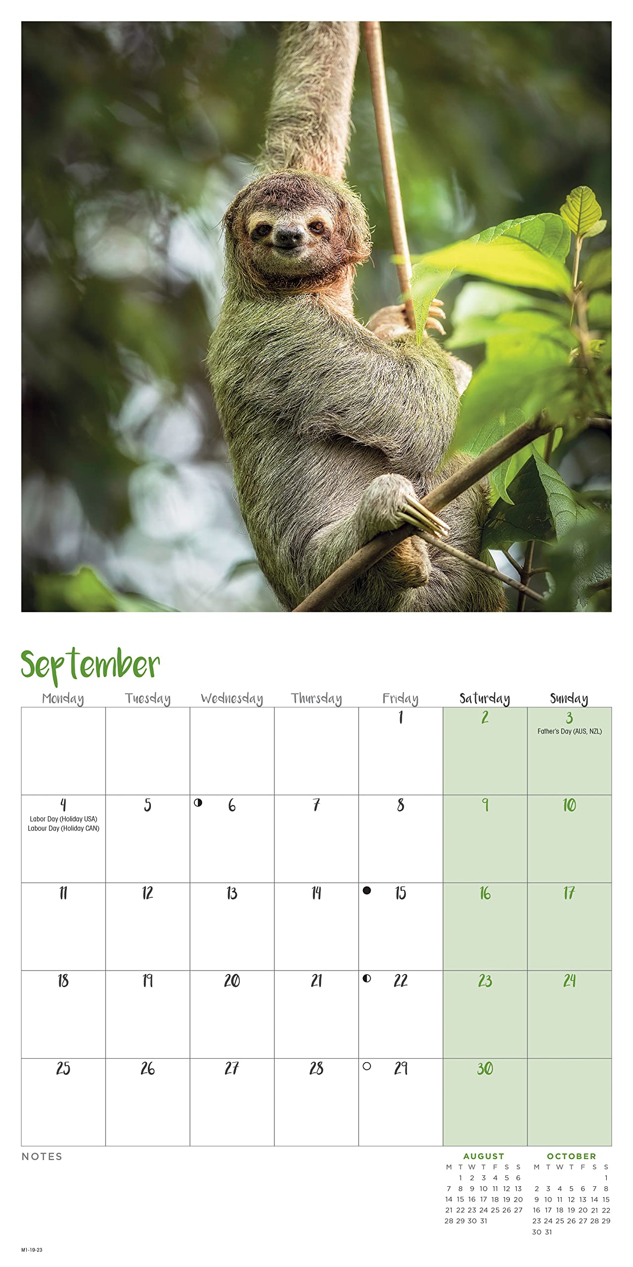 2023 Sloths Mini Calendar