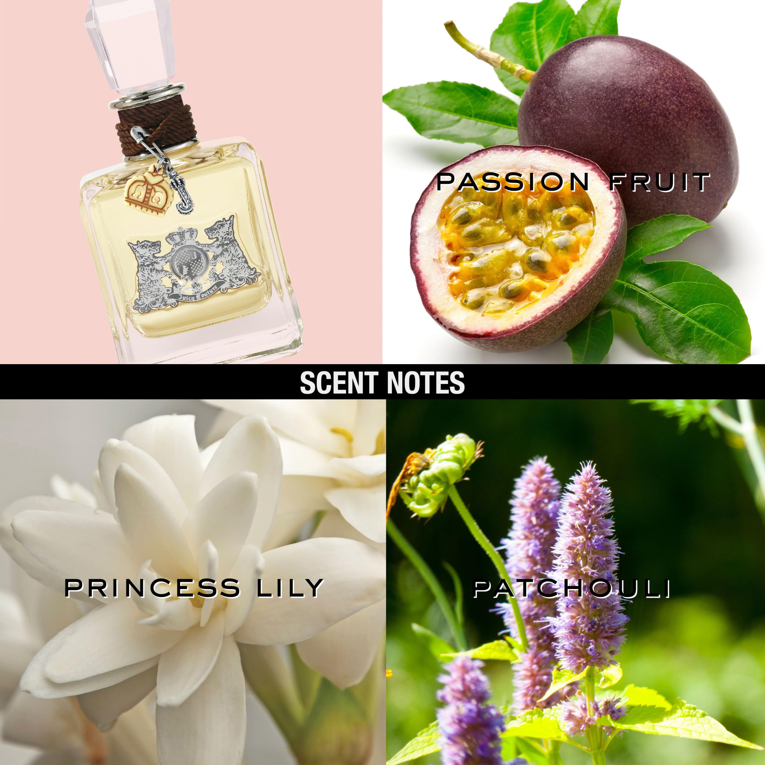 Juicy Couture Eau De Parfum, Women's Perfume with Notes of Passion Fruit, Princess Lili & Patchouli - Fruity & Floral Perfume for Women, EDP Spray, 3.4 fl oz
