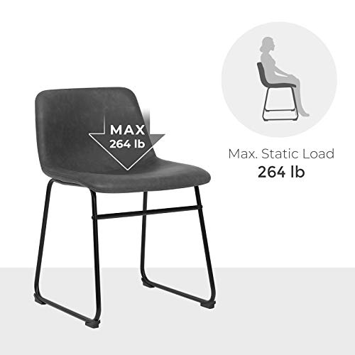 SONGMICS Set of 2 Dining Chairs with Backrest, Metal Legs, Comfortable Wide Seat, 18.9 x 21.2 x 29.9 Inches, Retro Black