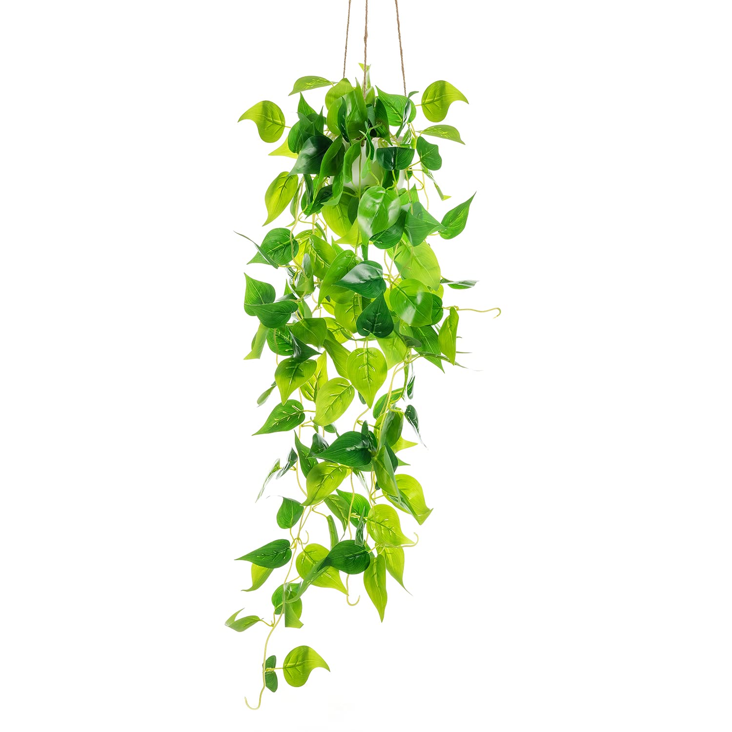 BACAMA Artificial Hanging Plants in White Pot Fake Greenery Vines Decor with Rope for Office Garden Home Wedding Room Decorations 1PCS
