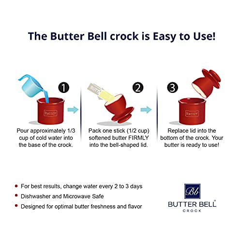 Butter Bell - The Original Butter Bell crock by L Tremain, a Countertop French Ceramic Butter Dish Keeper for Spreadable Butter, Cow Pattern, Black & White