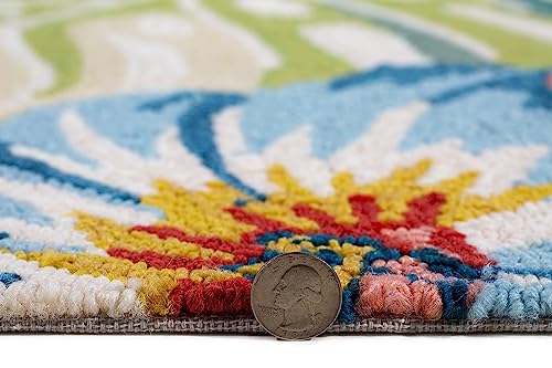 New Home Cyrus Hand-Made Indoor/Outdoor Tropical Floral Area Rug - Ivory 7'6" x 9'6"