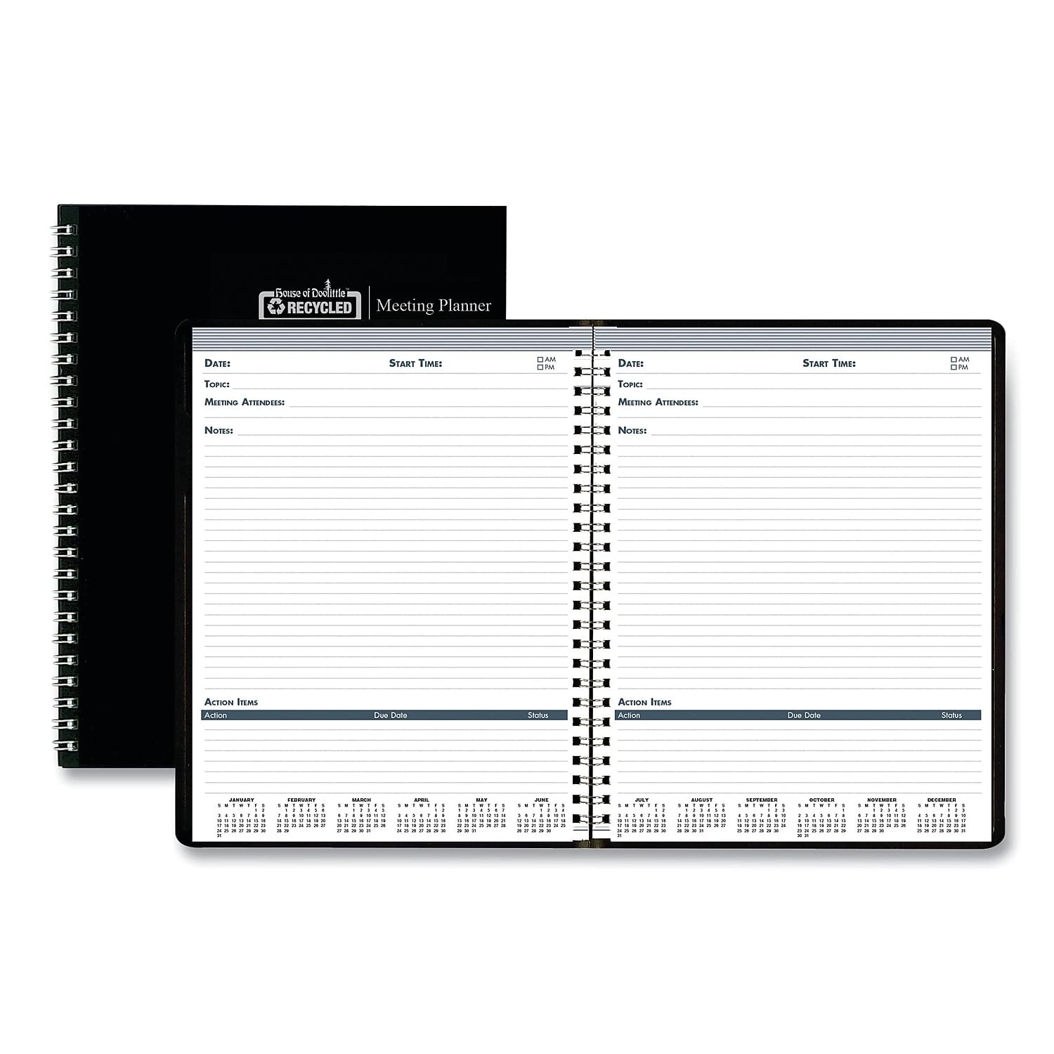 2024 House of Doolittle 11 x 8.5 Recycled Meeting Note Planner, Black Cover (HOD583992)