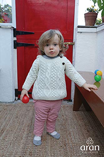 Carraig Donn 100% Merino Wool Baby Hoodie With Side Fastening Buttons Natural 12-18 months