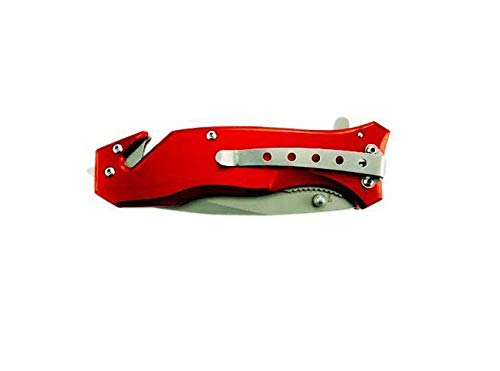 8" Red Fire Dept Outdoor Rescue Survival Open Folding Pocket Knife Outdoor Survival Hunting Knife for Camping by Survival Steel