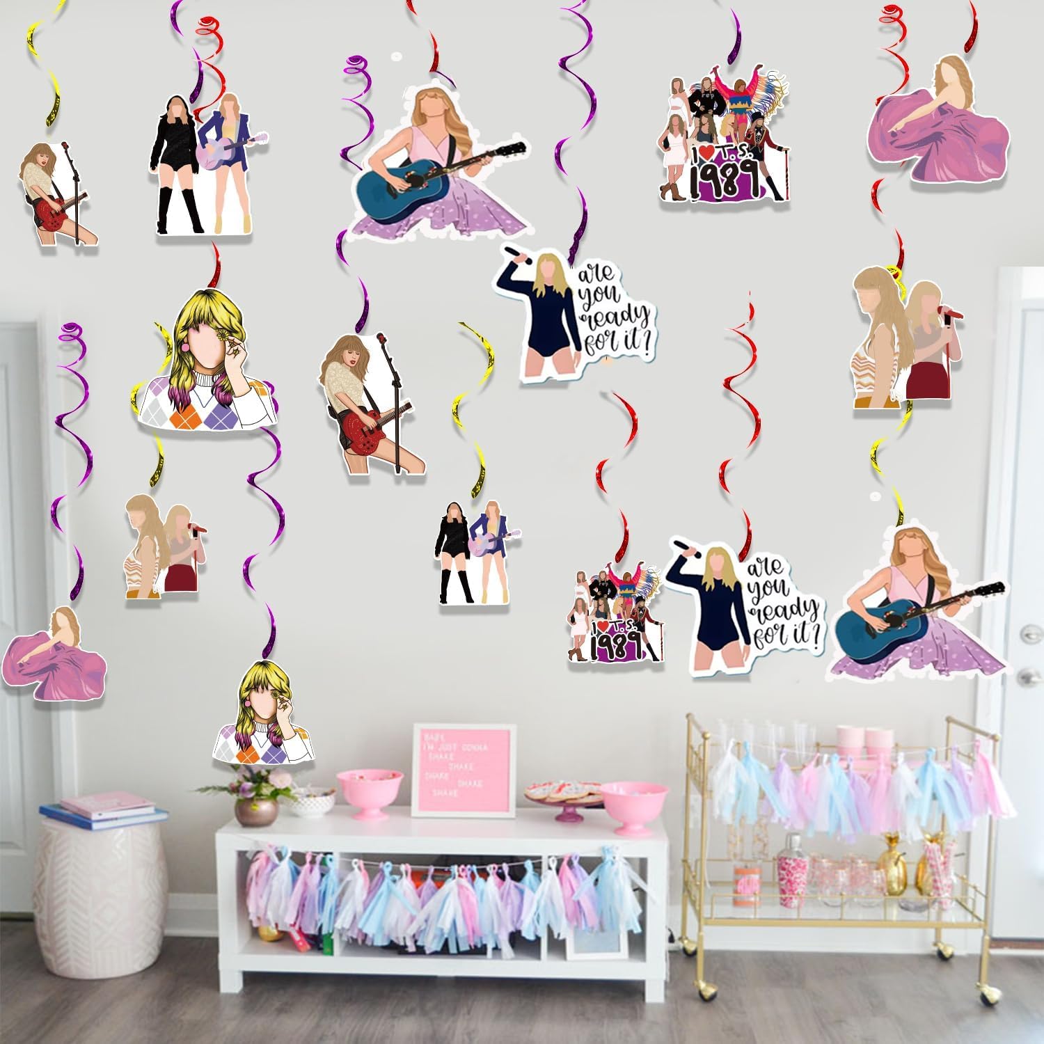 32PCS Singer Party Decorations Hanging Swirls Popular Singer Birthday Party Hanging Swirls Sets Singer Fans Music Party Decorations (32PCS)