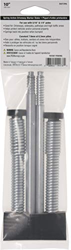 Hillman 847396 Driveway Marker Stake with Spring Back Action for Snow Poles or Rods and Student Drivers, Reflective Silver