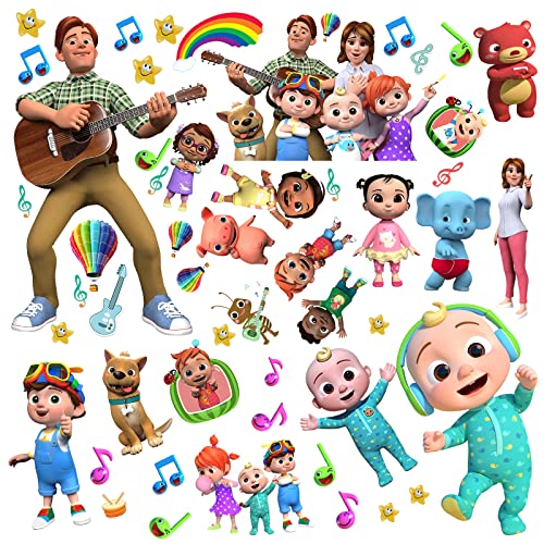 Cartoon Wall Decals Waterproof Peel and Stick Wall Decoration Stickers for Boys Girls Bedroom Bathroom Living Room Kitchen Nursery Playroom Decor