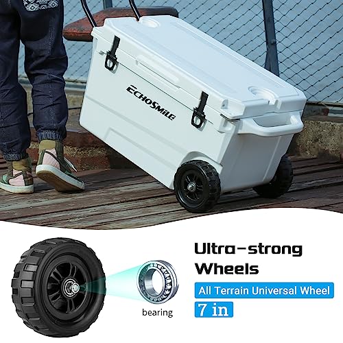 EchoSmile 25/30/35/40/75 Quart Rotomolded Cooler, 5 Days Protale Ice Cooler, Ice Chest Suit for BBQ, Camping, Pincnic, and Other Outdoor Activities (White)