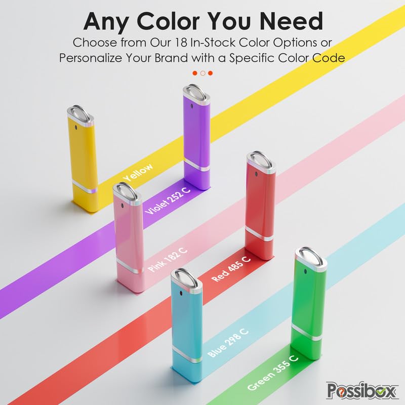 Possibox Customized Bulk USB 2.0 Flash Drives 512MB Personalized with Your Logo - for Promotional Use - 100 Pack