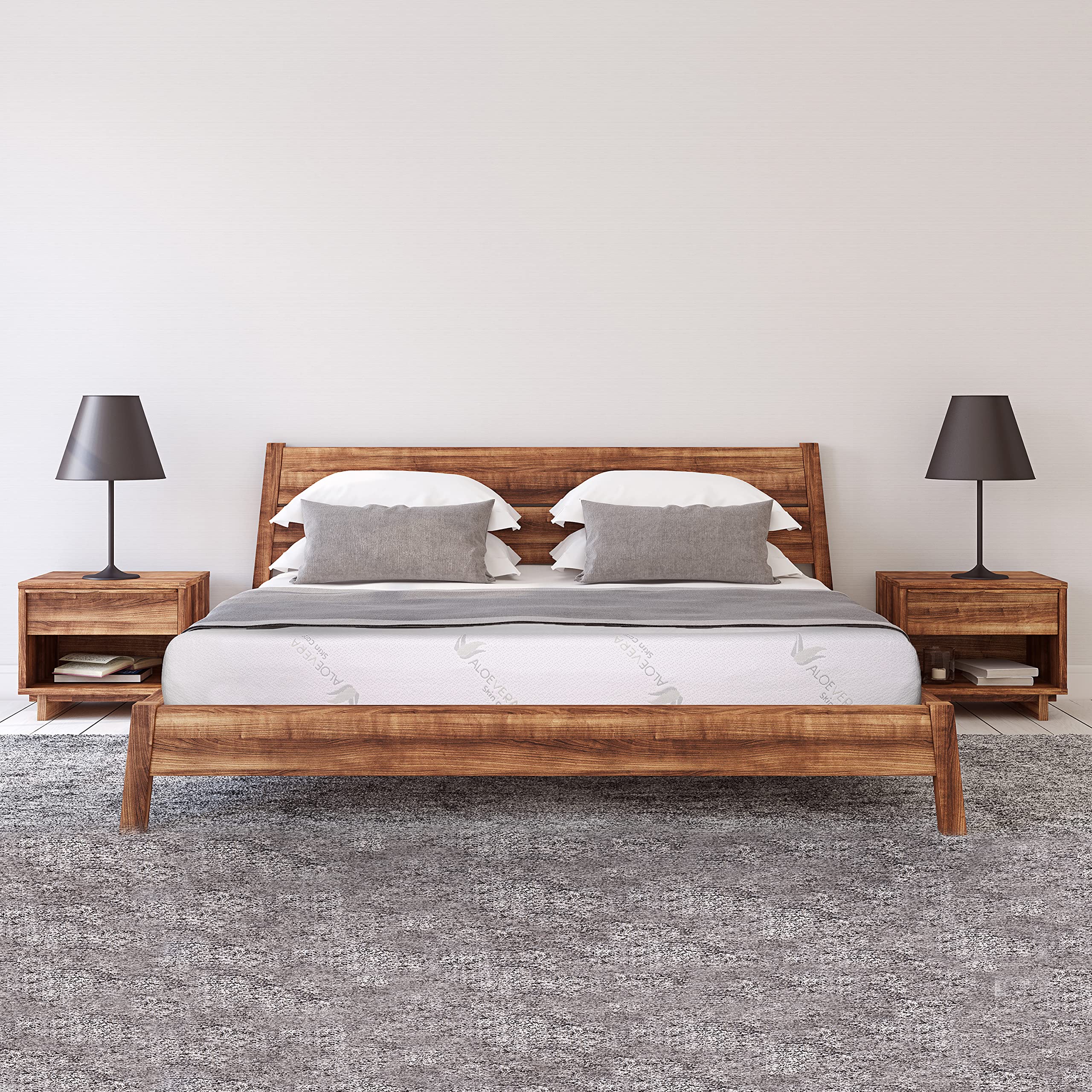 AC Pacific ALOE Infused Memory Foam Mattress in a Box, Roll-Compressed, 3-Layer Extra Firm Comfort and Support, Stretch Knit Fabric Cover, King, White