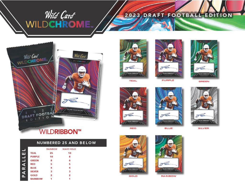 2023 Wild Card Wildchrome Draft Football Hobby Box 6 Encased Numbered Autographs Per Box