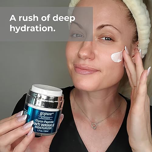 goPure Glyco-Peptide Anti Wrinkle Face Cream - Hyaluronic Acid Moisturizer for Face with Glycolic Acid, Peptides, and Vitamin E - Hydrating Facial Moisturizer with Anti-Aging Formula - 1.7 fl oz