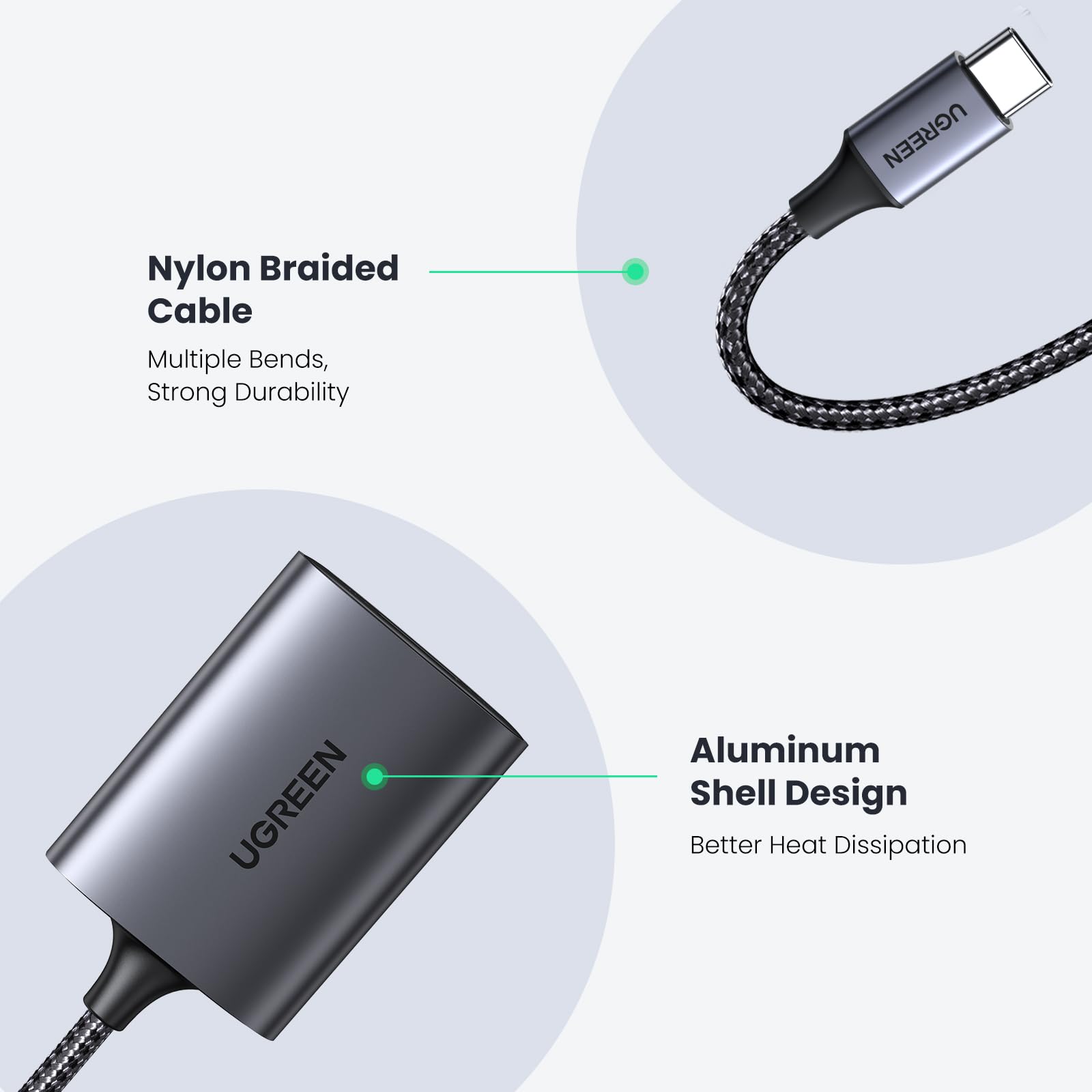 UGREEN USB C SD Card Reader, 2-in-1 Micro SD Memory Card Reader for TF SD Micro SD SDXC SDHC, USB SD Card Reader Type C Compatible with iPhone 16 15, Samsung Galaxy, MacBook, iPad, Trail Game Camera