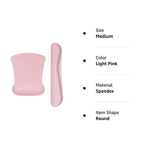 Keyboard Wrist Rest Pad and Ergonomic Mouse Pad with Wrist Rest Support,Gel Memory Foam Nonslip Cute Mousepads Mat Comfortable for Home Office Efficient Working Easy Typing & Pain Relief,Light Pink