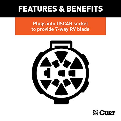 CURT 55416 Heavy-Duty Replacement Vehicle-Side RV Blade 7-Pin Connector, Factory Tow Package and USCAR Socket Required , Black