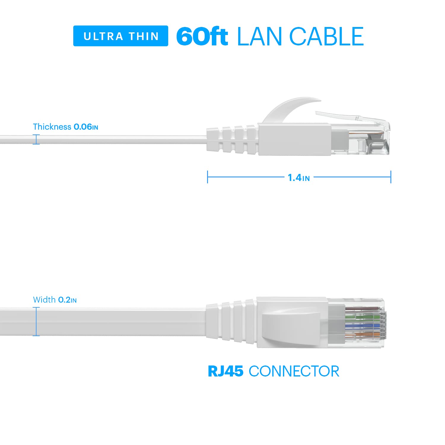 Amcrest CAT6E 4K-Rated Video POE Ethernet Cable 60ft Internet High Speed Network Cable for PoE Security IP Cameras, Smart TV, PS4, Xbox One, Router, Laptop, Computer, Home (4PACK-CAT6ECABLE60)