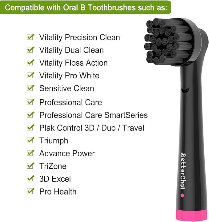 16 Pack Charcoal Brush Heads Compatible with Oral B Electric Toothbrush, Making with Active Charcoal Bristles, Black