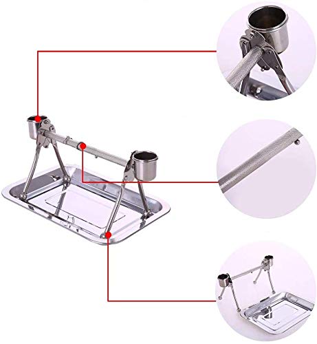 Litewood Bird Perch Stand Stainless Steel Table Rack with Feeder Cups Tray for Budgie Parakeet Cockatiel Conure Finch