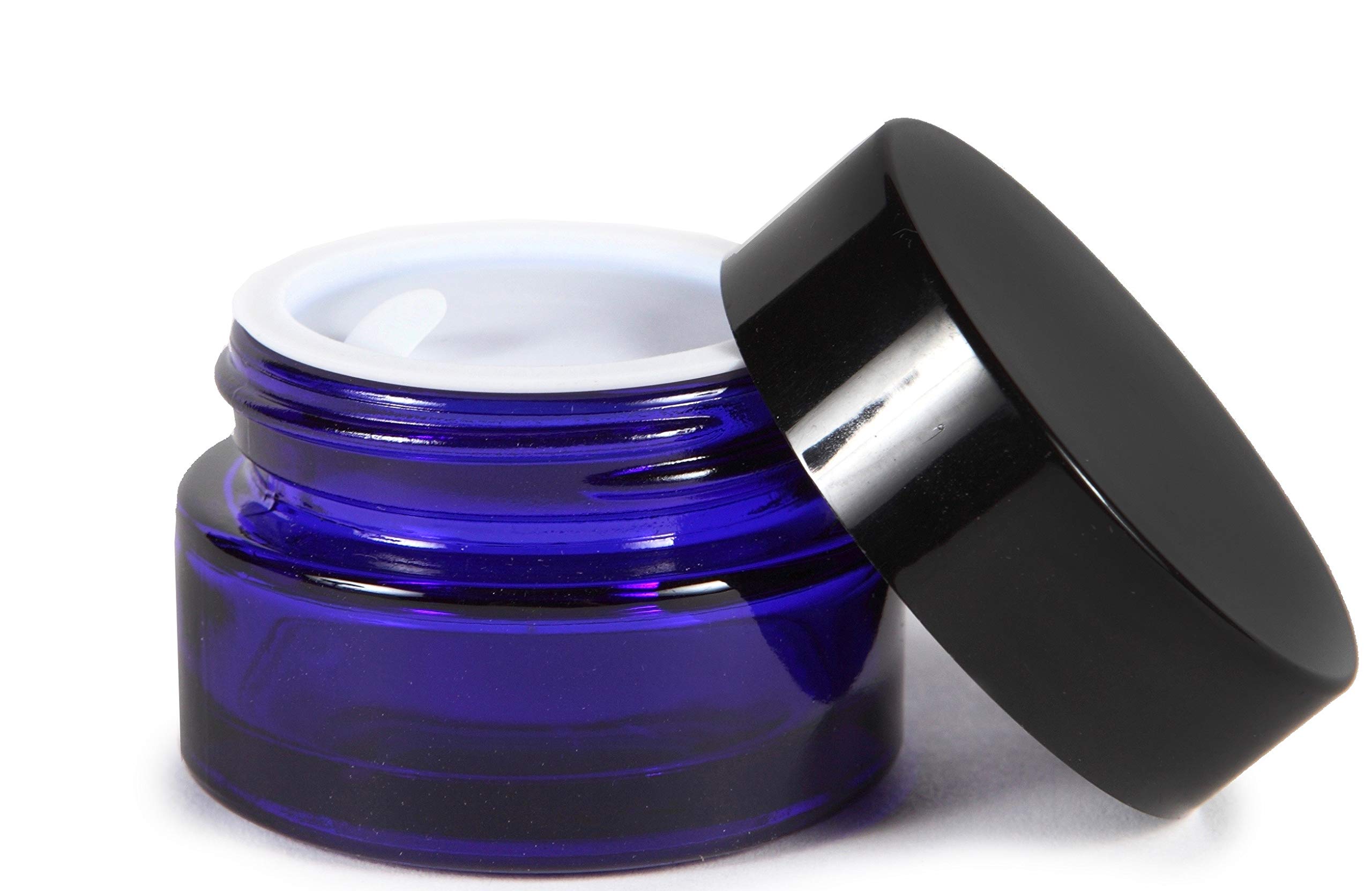 Vivaplex, 12, Cobalt Blue, 15 ml, Round Glass Jars, with Inner Liners and black Lids