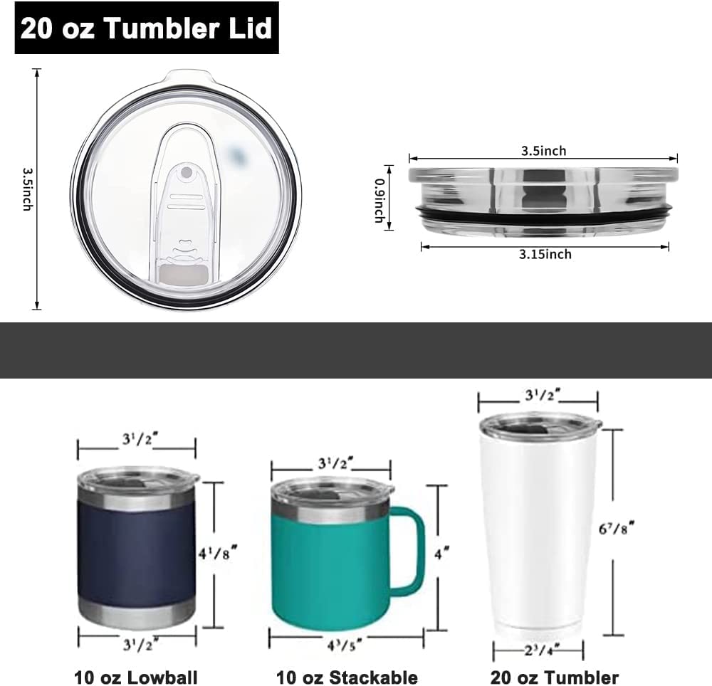 20 oz Tumbler Replacement Lids Spill Proof Splash Resistant Lids fit Yeti Rambler, Old Style RTIC Coffee Tumbler Lids Replacement, BPA Free