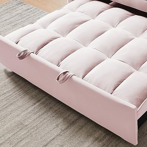 3 in 1 Loveseat Sofa with Pull Out Sleeper Couch Bed, Adjustable Backrest Functional 2 Seater Love Seat Sofa & Couch Convertible Sleep Futon Sofabed, Compact Living Room Upholstered Furniture Daybed