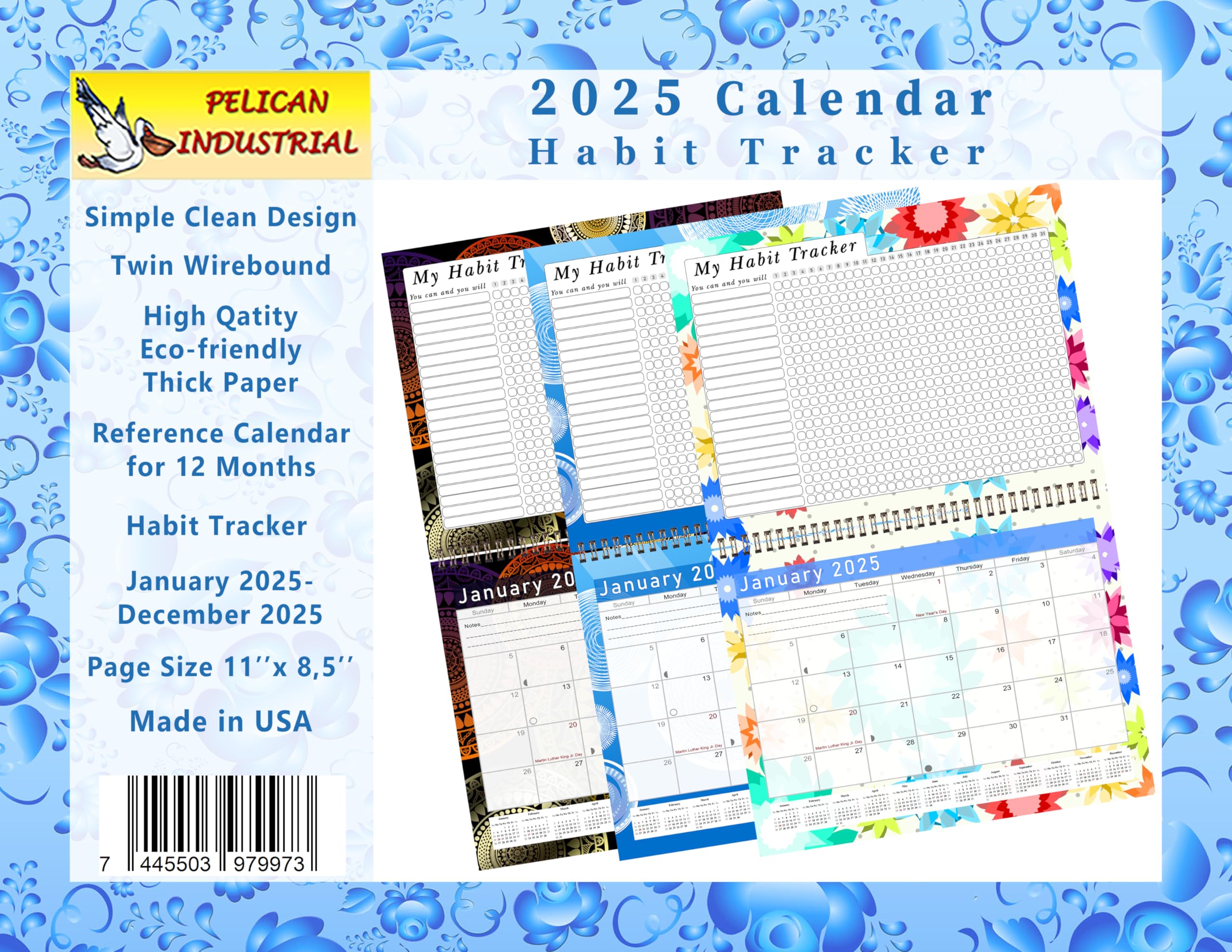 2025 Monthly Desktop/Wall Calendar/Planner - Habit Tracker - Daily, Weekly & Monthly Goal Motivational Habit Tracking Journal Inspirational - (Edition #019)