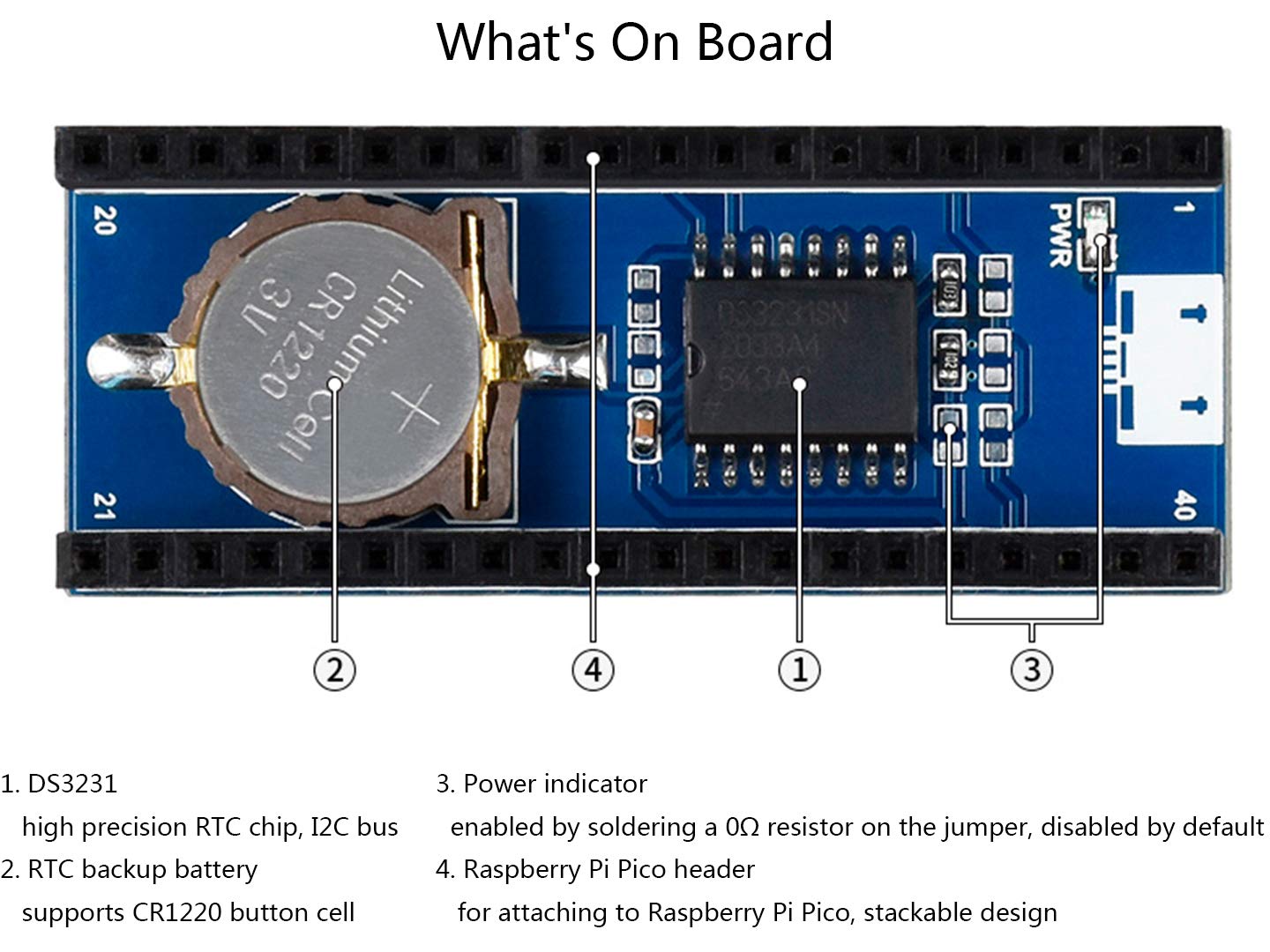 Waveshare Precision RTC Module for Raspberry Pi Pico, Onboard High Precision RTC Chip DS3231, Uses I2C Bus for Communication Real-Time Clock Record