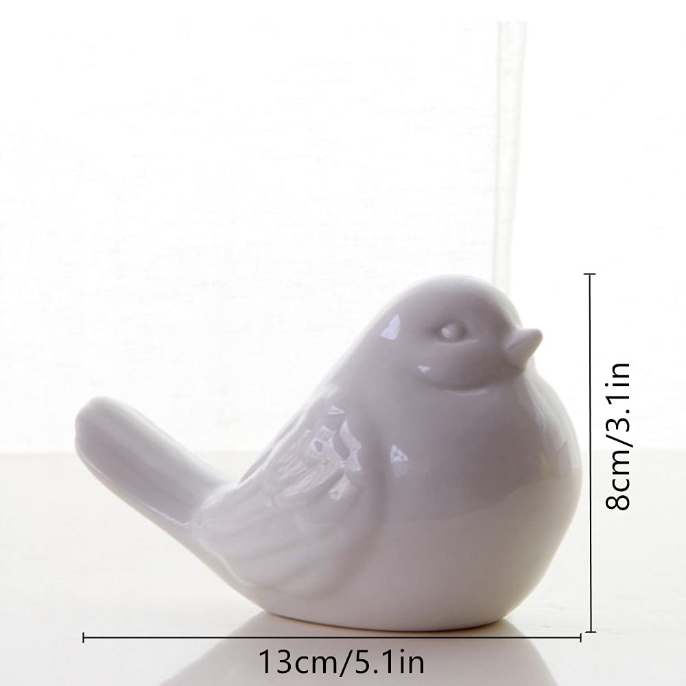 XIOU Ceramic Birds, Porcelain Bird Figurine Statue, Animals Figurines Ornaments, Mini Bird Home Decoration, Statues Decor for Garden Living Room Bedroom Office, Wedding Decor (White)