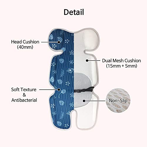 VENTIYO Baby Stroller Liner Seat Pad Mat with Breathable 3D Mesh - Coral Beach