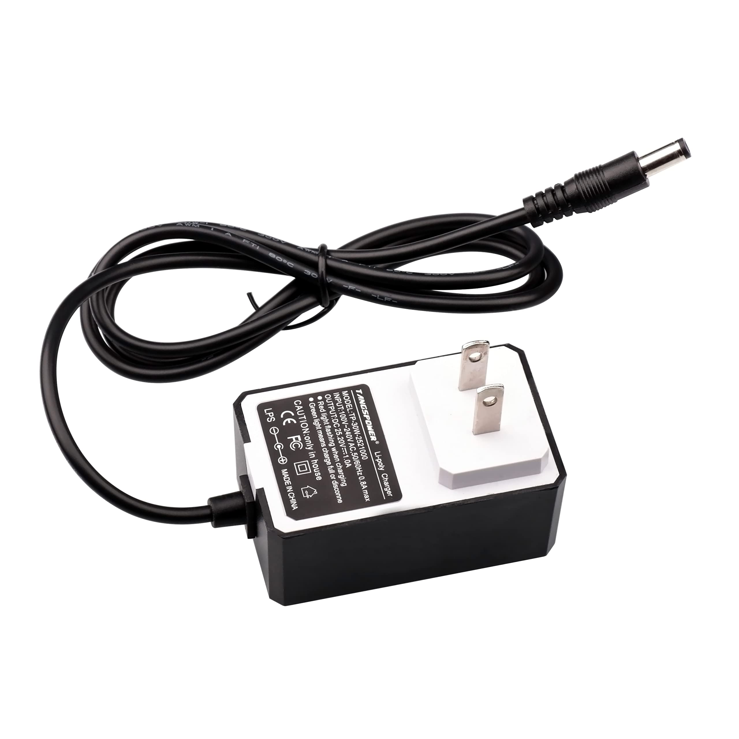 25.2V Charger 1A Power Adapter 25.2V-0.6A AC/DC Suitable for 24V 25.2V 25.6V 25.9V Li-ion Battery Charging