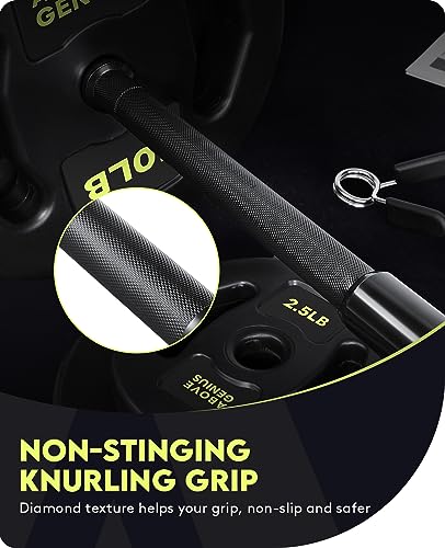 Abovegenius Barbell Weight Set for Lifting, 45 Lb Weight Bar Set with Adjustable Weights for Workout Bar for Home Gym (Black)