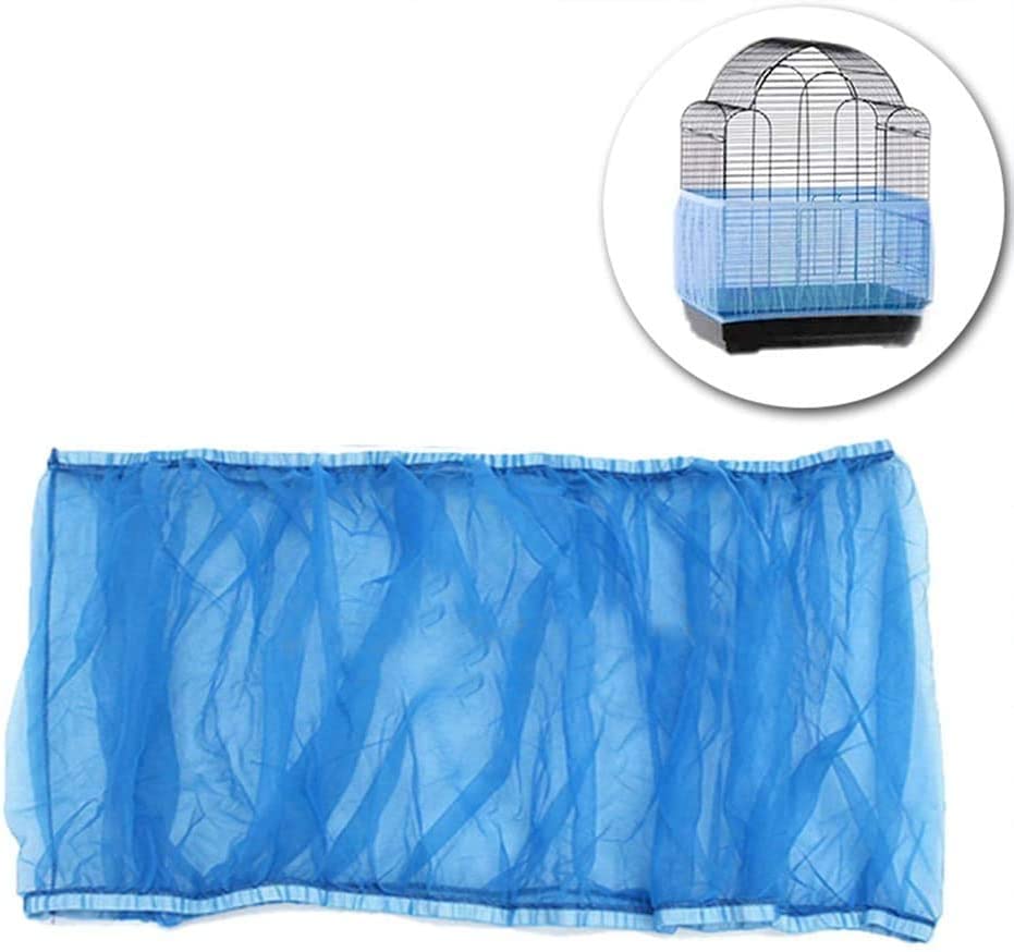 Zerodis Bird Cage Dustproof Gauze, 4 Colors Large Size Ventilated Nylon Bird Cage Cover Elastic Mesh Band Pet Products(Blue)