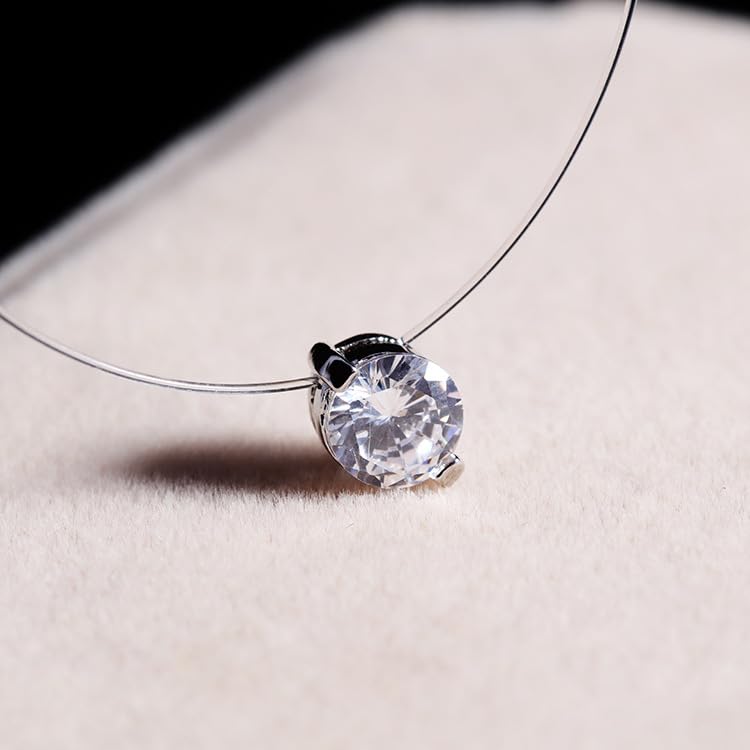 Metmejiao Fashion Crystal Necklace Invisible Line Zircon Clavicle Chain Women Accessories