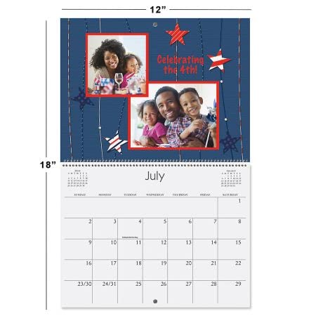2024 Photo Fun Scrapbook Wall Calendar, 12-Inch x 9-Inch Size Closed, 18-Inch Size Open, Large Bookstore-Quality, DIY Spiral-Bound Hanging Monthly Wall Calendars for Kitchen & Office, by Current