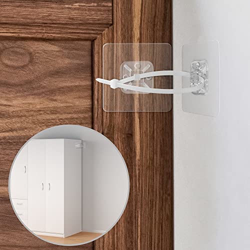 20 Pack Anti Tip Furniture Anchors No Drill, Baby Proofing Furniture Wall Anchor Straps, Adhesive Cabinet Safety Wall Anchors, Furniture Safety Straps for Bookcase Cabinet Drawer Dresser Shoe Shelf