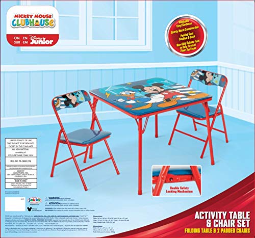 Mickey Mouse Activity Table Sets β Folding Childrens Table & Chair Set β Includes 2 Kid Chairs with Non Skid Rubber Feet & Padded Seats β Sturdy Metal Construction