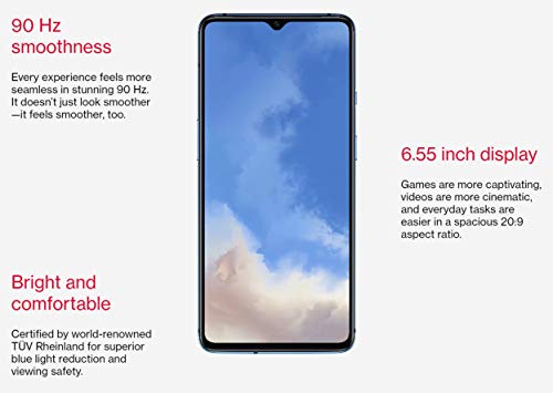 OnePlus 7T (128GB, 8GB) 6.55" AMOLED 90Hz Display, Snapdragon 855+, T-Mobile Unlocked Global 4G LTE GSM (AT&T, Metro, Cricket) (Glacier Blue)