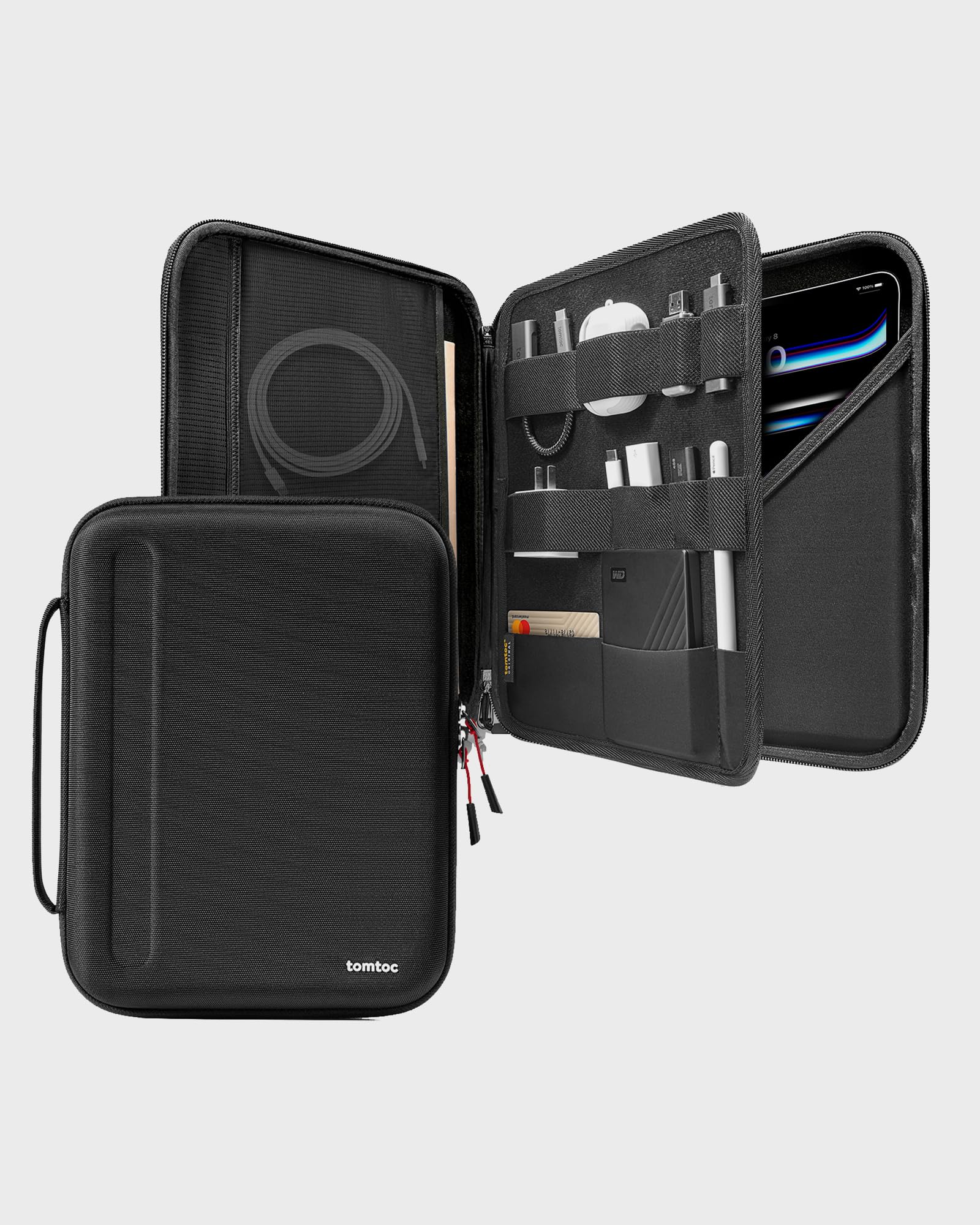 tomtoc Portfolio Case for 13 Inch iPad Pro M4 2024 & iPad Air M2, 12.9-in iPad Pro M2/M1, Protective Sleeve with Accessories Pocket, Carrying Storage Bag for iPad Pencil Pro/Adapter/Magic Keyboard