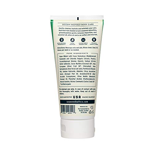 The Seaweed Bath Co. Hydrating Exfoliating Body Scrub, 6 Ounce, Citrus Vanilla Scent, Nutrient Rich Seaweed, Argan Oil, Aloe, Vegan, Paraben Free