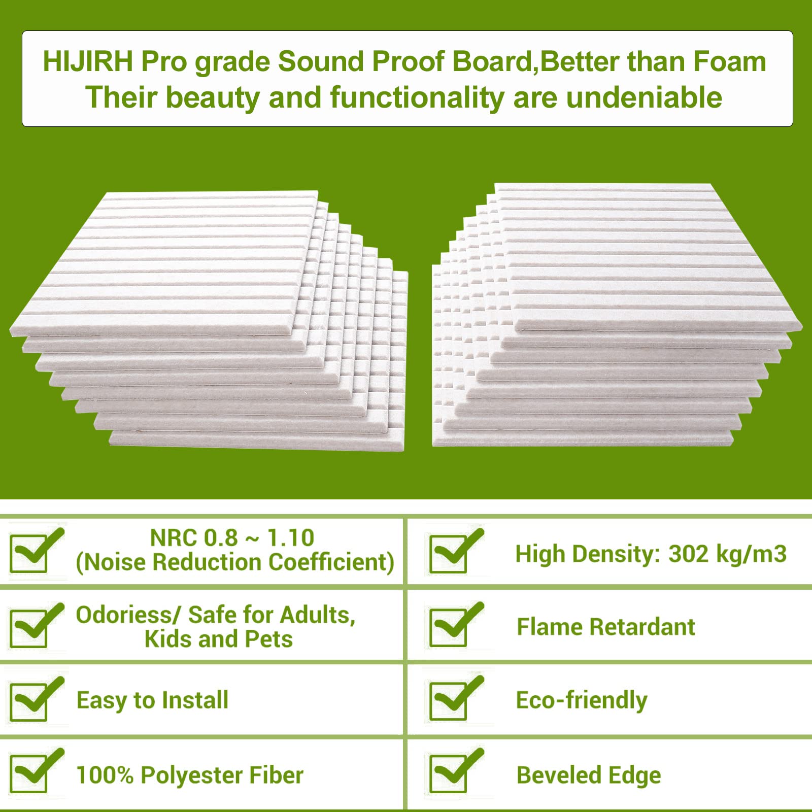16 Pcs Pro Grade Soundproof Wall Panels,Acoustic Panels,Premium Sound Panels,Better Than Foam,Wedge Design,with Adhesive on Back,for Acoustical Treatments/Professional Studio,12×12×0.4 in(Ivory)
