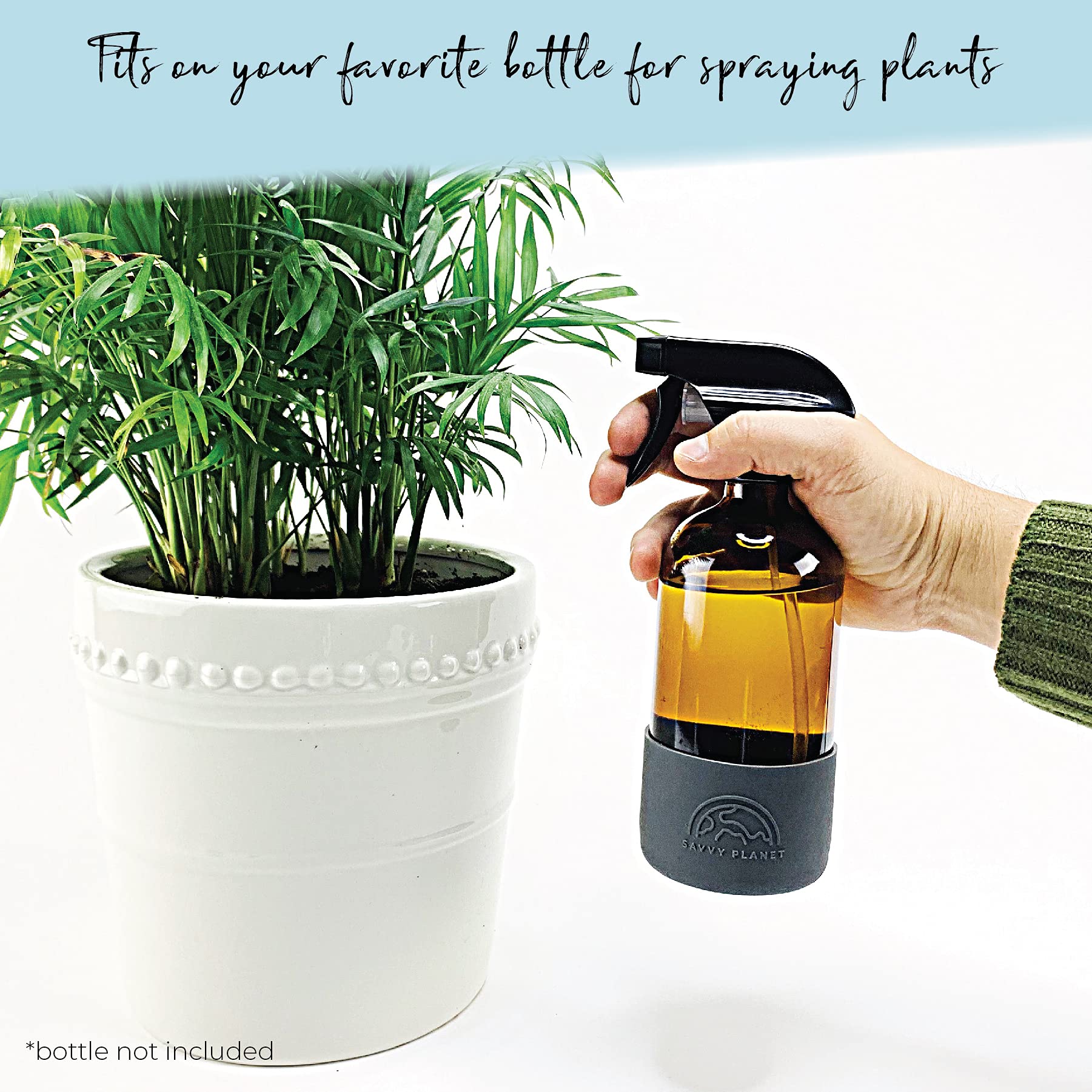SAVVY PLANET Replacement Black Plastic Trigger Spray Bottle Nozzles - Fits 8oz / 16oz glass or plastic bottles with 28/400 Neck Thread Size - Mist Spray or Stream for Cleaning Products, etc - 4 Pack