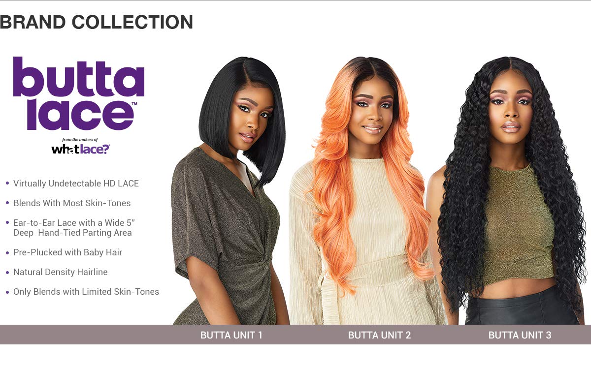 Sensationnel Butta lace wigs - unit 3 extra wide 5 inch deep parting synthetic preplucked hairline glueless lacefront (Jet Black 1)