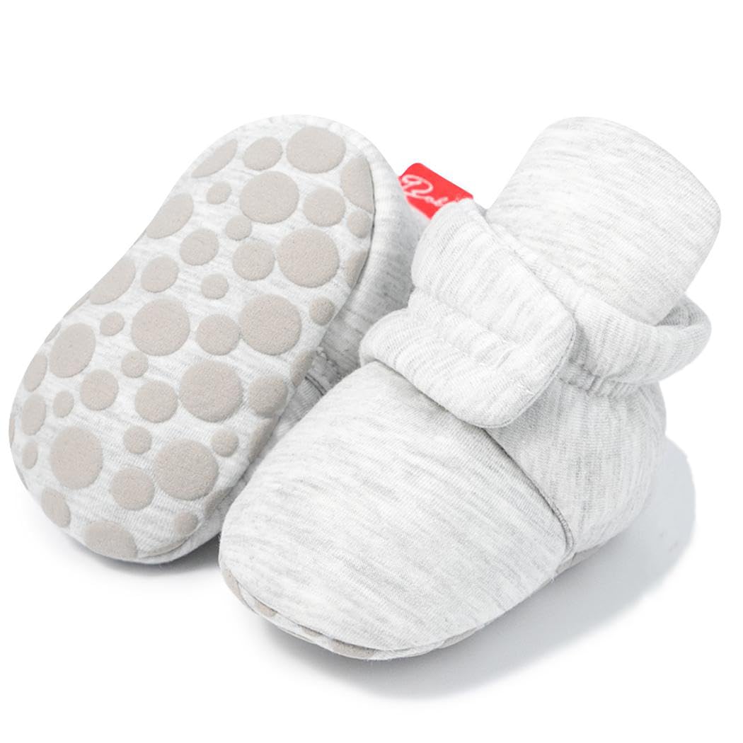 Sawimlgy Newborn Infant Baby Girl Boy Cotton Booties Stay On Sock Slippers Soft Bedroom Shoes Non-Skid Ankle Boots With Grippers Toddler Crib Warm Shoe First Walker